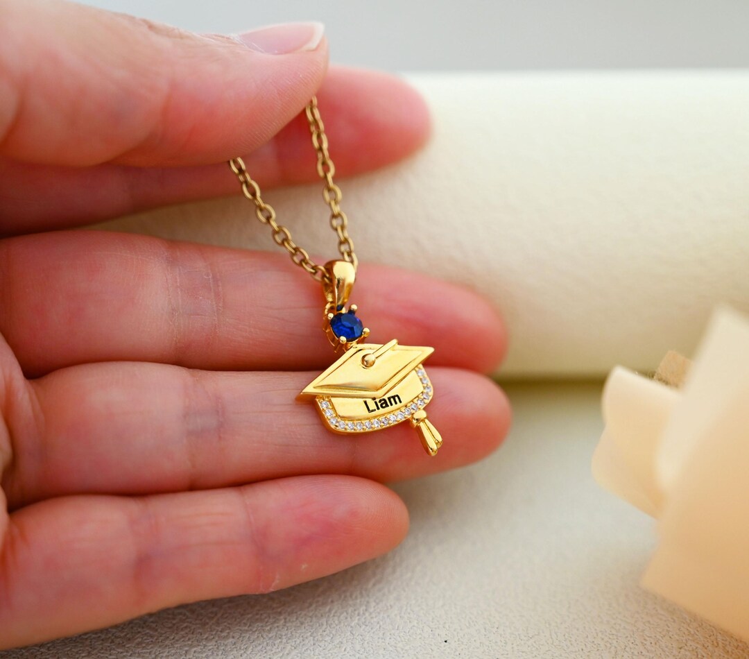 Personalized High School Graduation Necklace,name Bachelor Cap Necklace ...