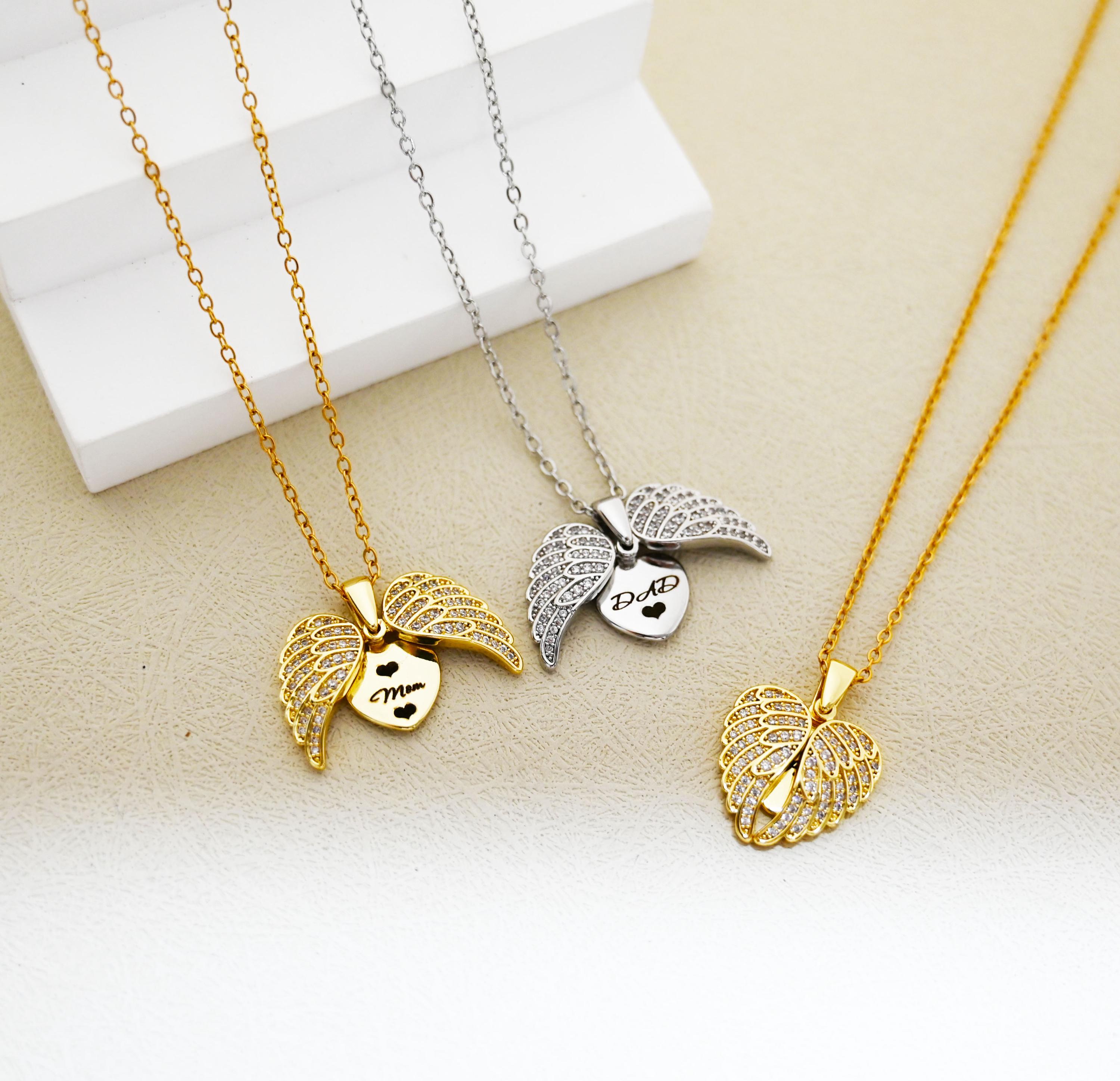Personalize Heart Name Necklace,hidden Name Guardian Angel Wing ...