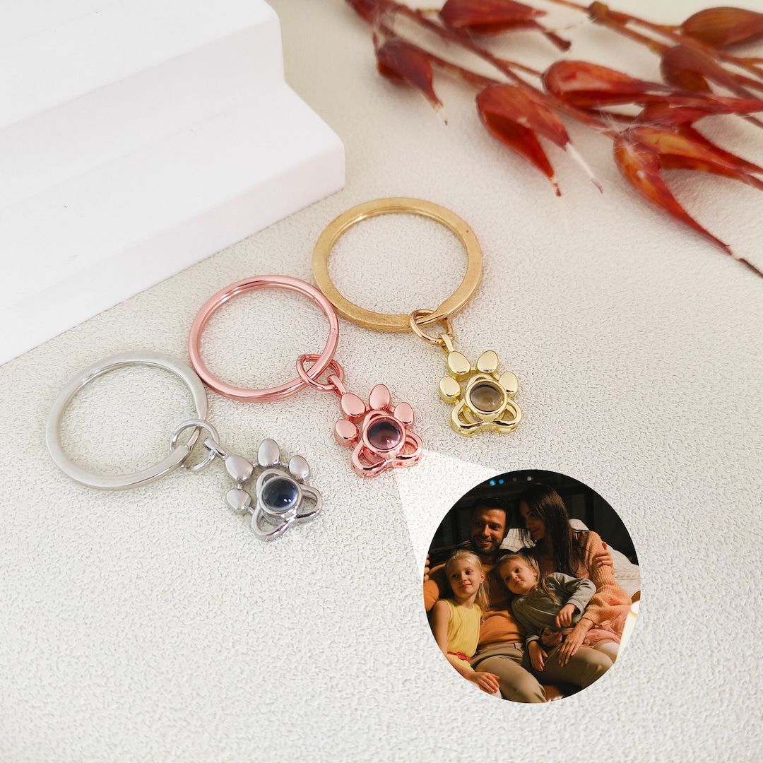 Personalize Paw Print Projection Photo Keychain,dog Picture Necklace ...