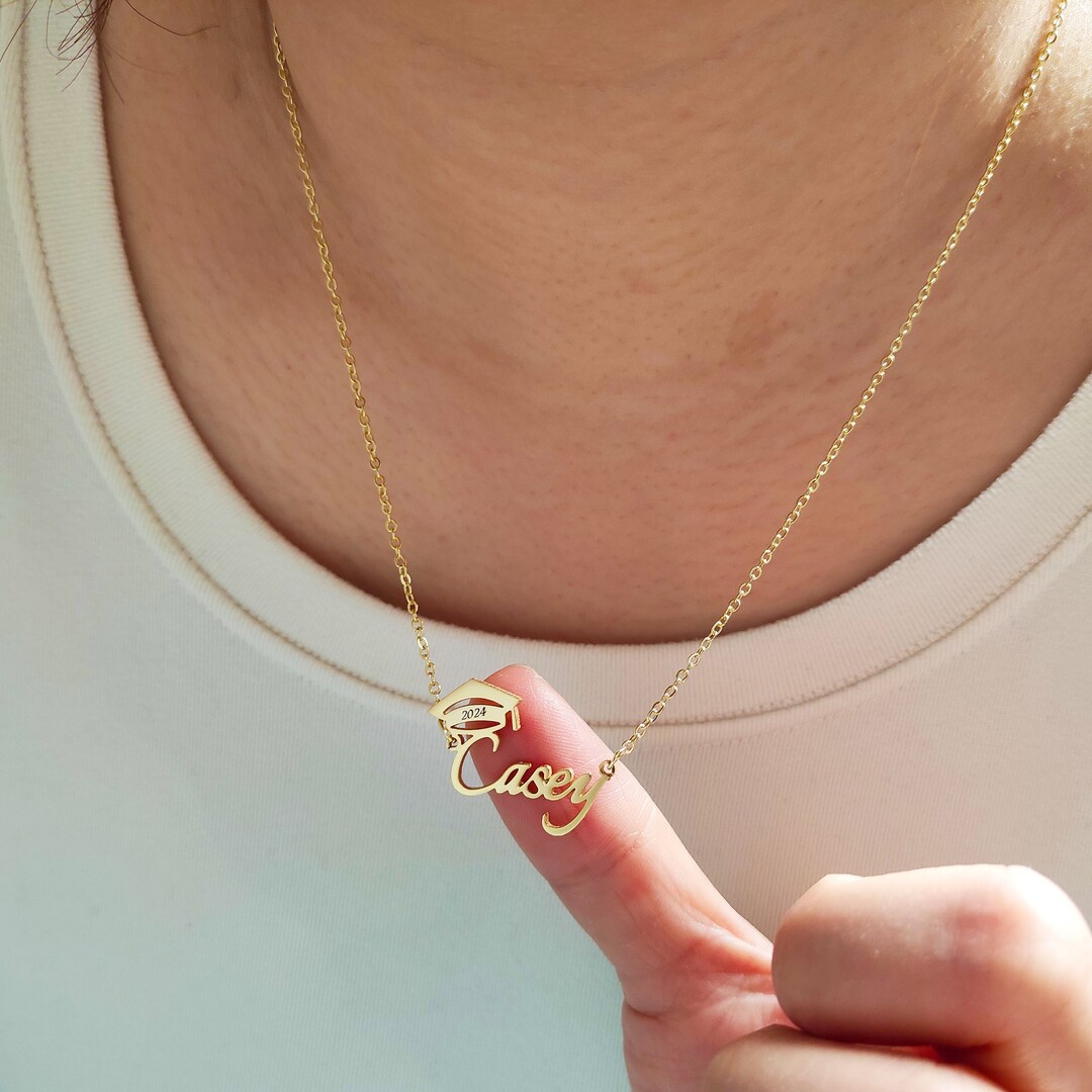 Personalized Graduation Necklace,custom Logo Necklace,gold Name ...