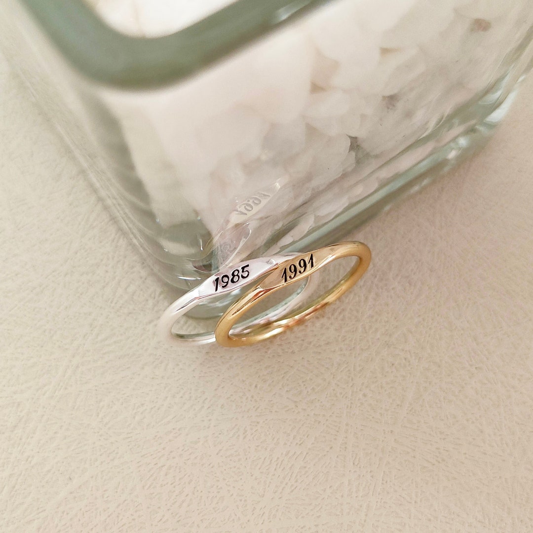 Personalized Number Ring,custom Engraved Date Ring,dainty Name Ring ...