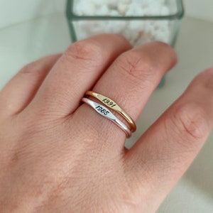 Personalized Number Ring,custom Engraved Date Ring,dainty Name Ring ...