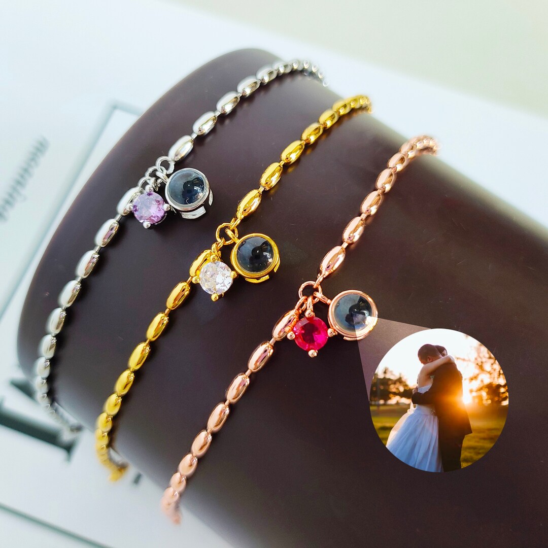 Custom Photo Projection Bracelet With Birthstone,photo Memorial ...