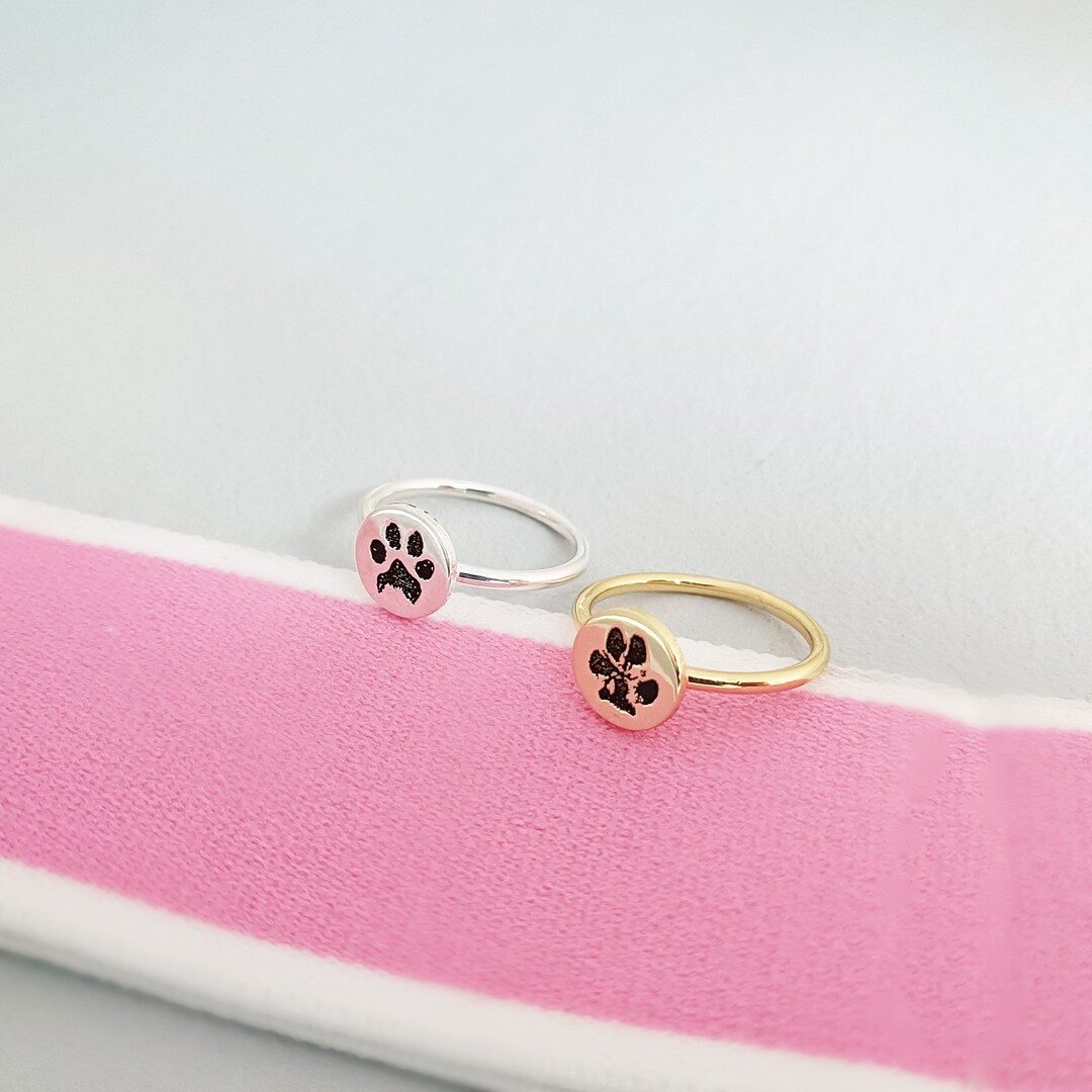 Actual Pet Paw Print Ring,custom Pet Ring,pet Memorial Gifts,dog Paw ...