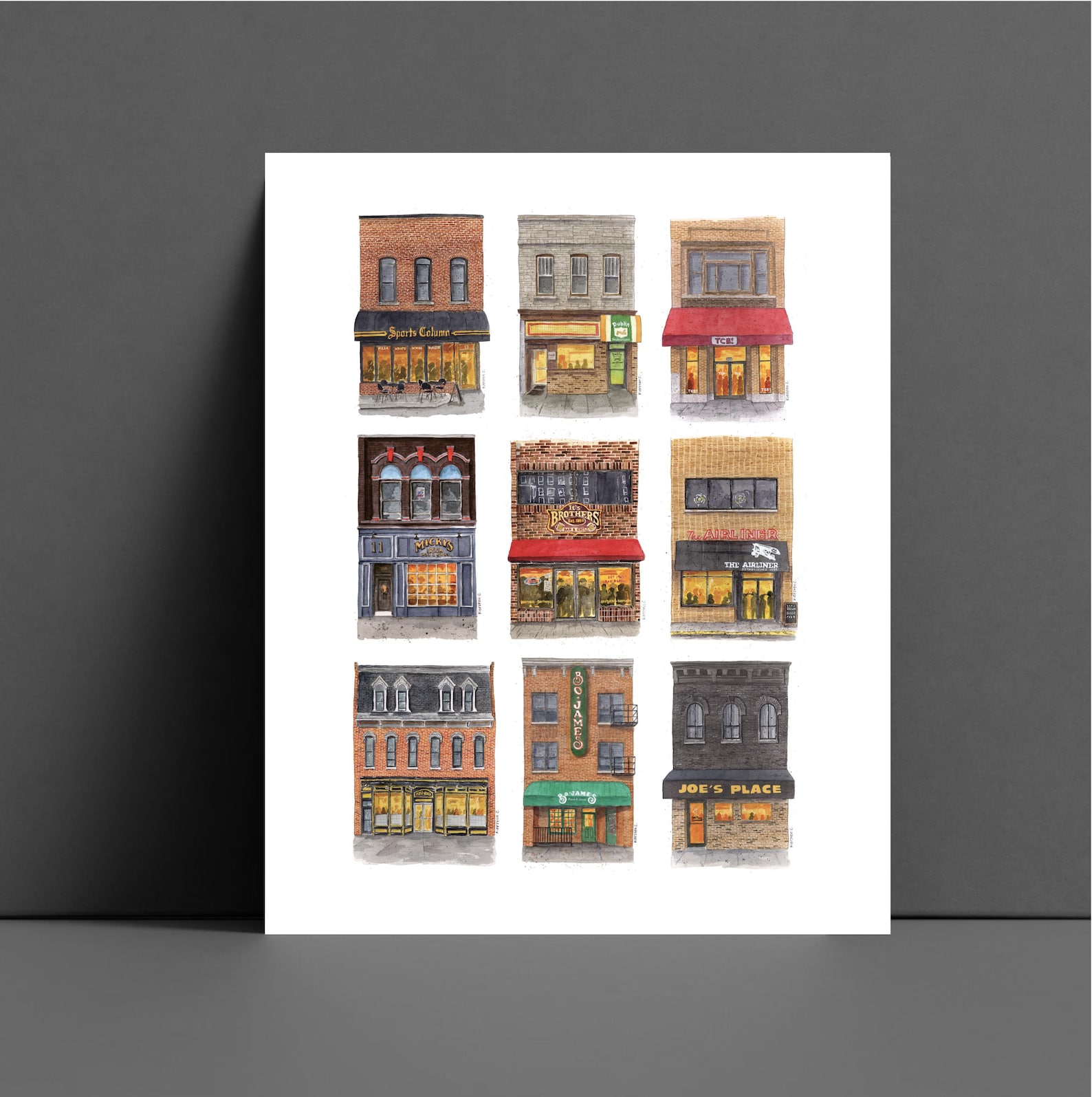 Iowa City Bars, IOWA CITY, IA Art College Bars Watercolor Art Print - Etsy