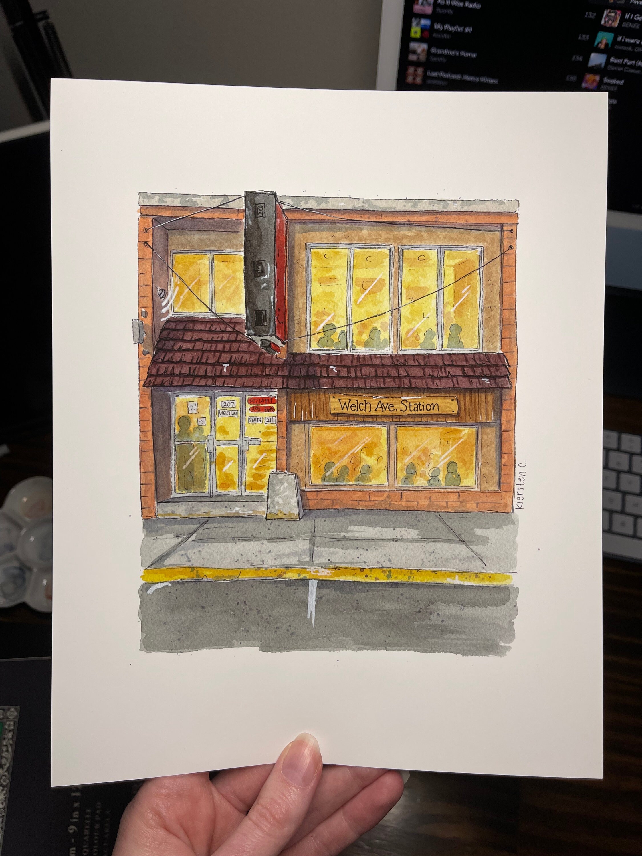 Welch Ave Station / Pizza Pit Ames Bars Watercolor Art Print AMES IA ...