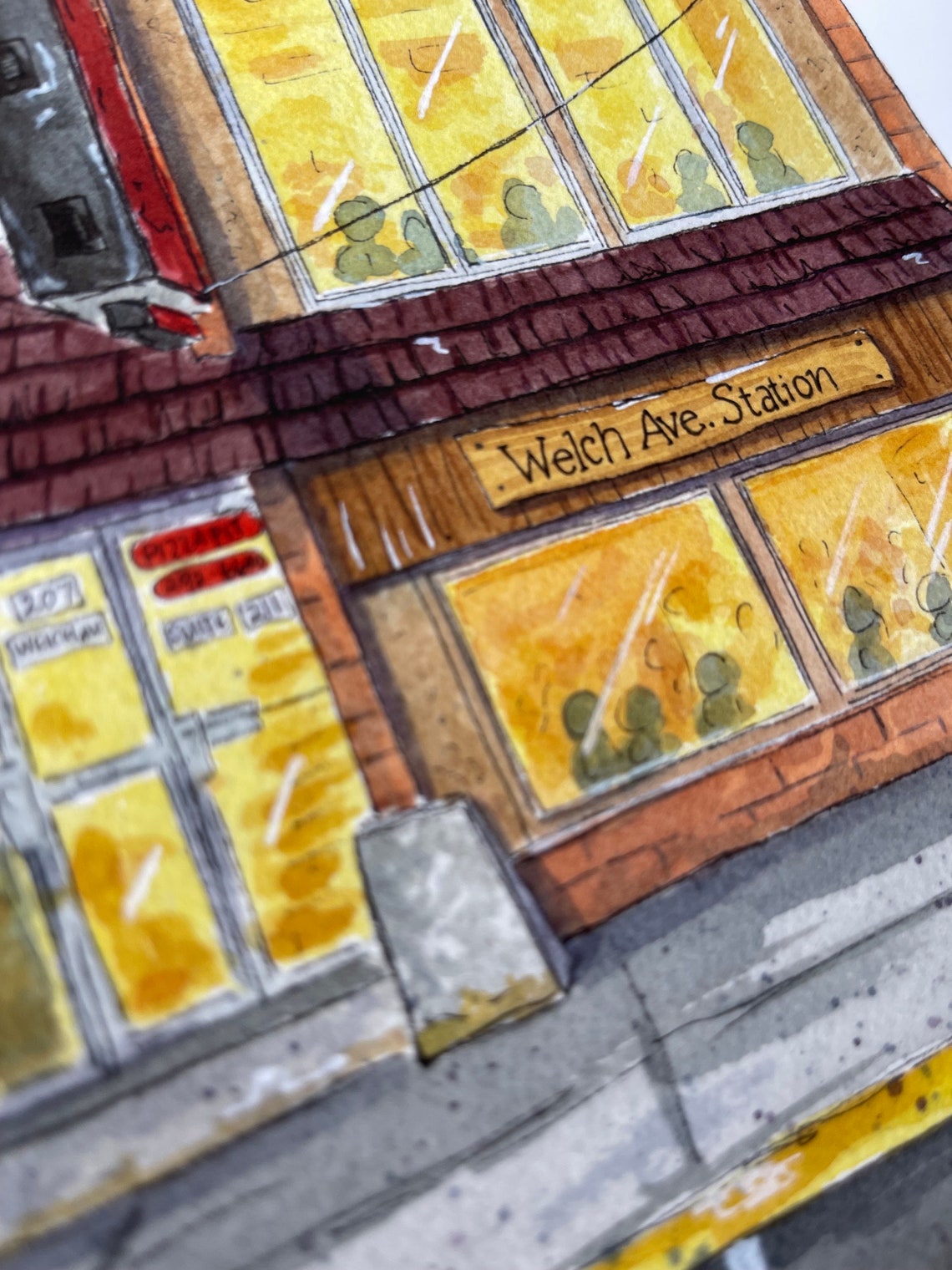 Welch Ave Station / Pizza Pit Ames Bars Watercolor Art Print AMES IA ...