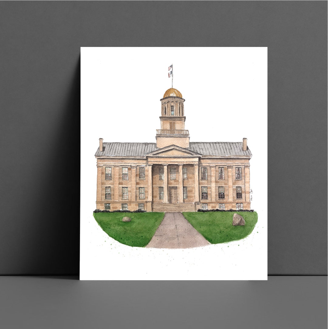 University of Iowa Old Capitol Watercolor Print IOWA CITY IA University ...
