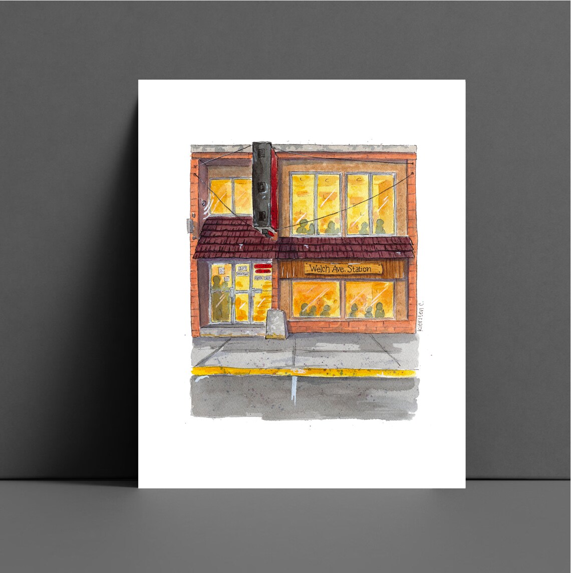Welch Ave Station / Pizza Pit Ames Bars Watercolor Art Print AMES IA ...