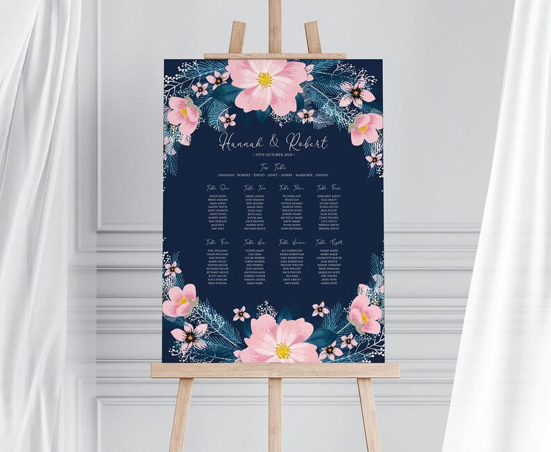 Wedding Breakfast Seating Chart, Seating Plan, Printed Personalised ...