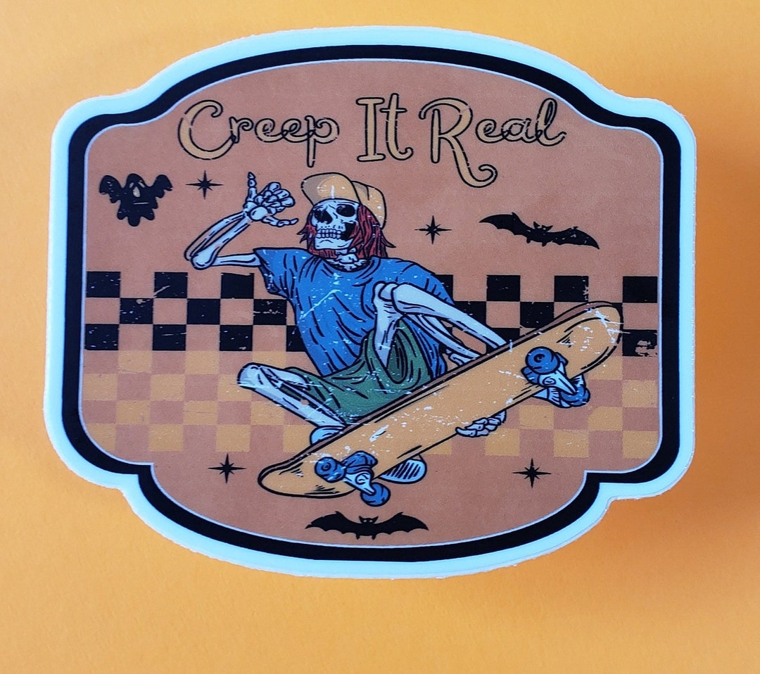 Skateboarding Skeleton, Creep It Real Sticker - Etsy