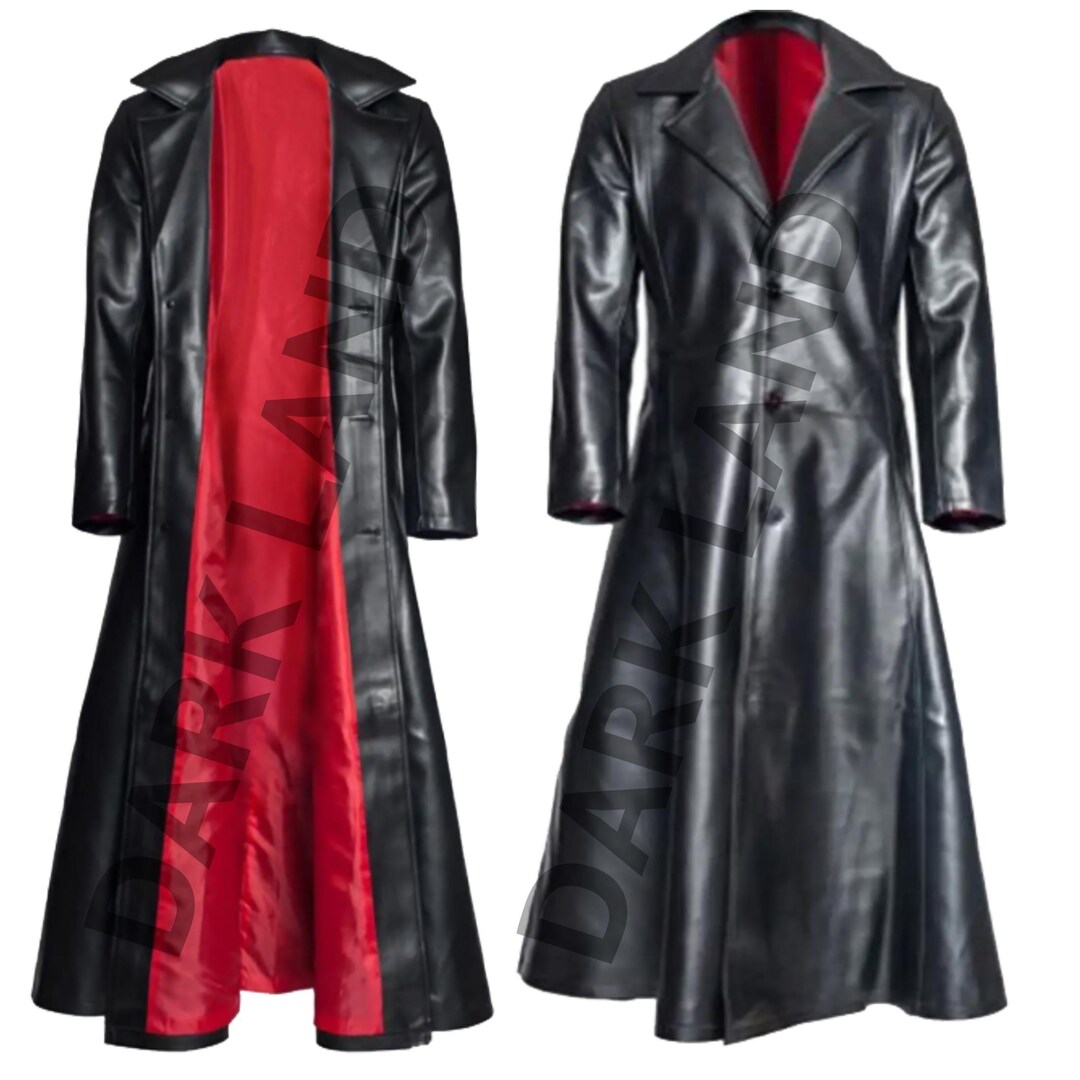Gothic Long Coat Blade Day Walker Full Length PU Leather Coat Vampires ...