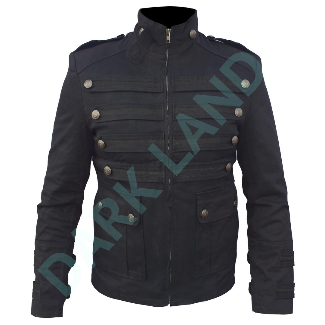Men Gothic Military Style Jacket - Men's EMO Rockstar Jacket - Black ...