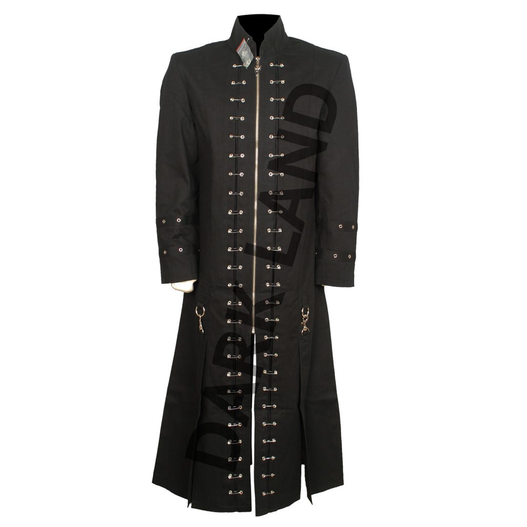 Pinhead Long Gothic Coat - Mens Bondage Full Length Black Cotton Coat ...
