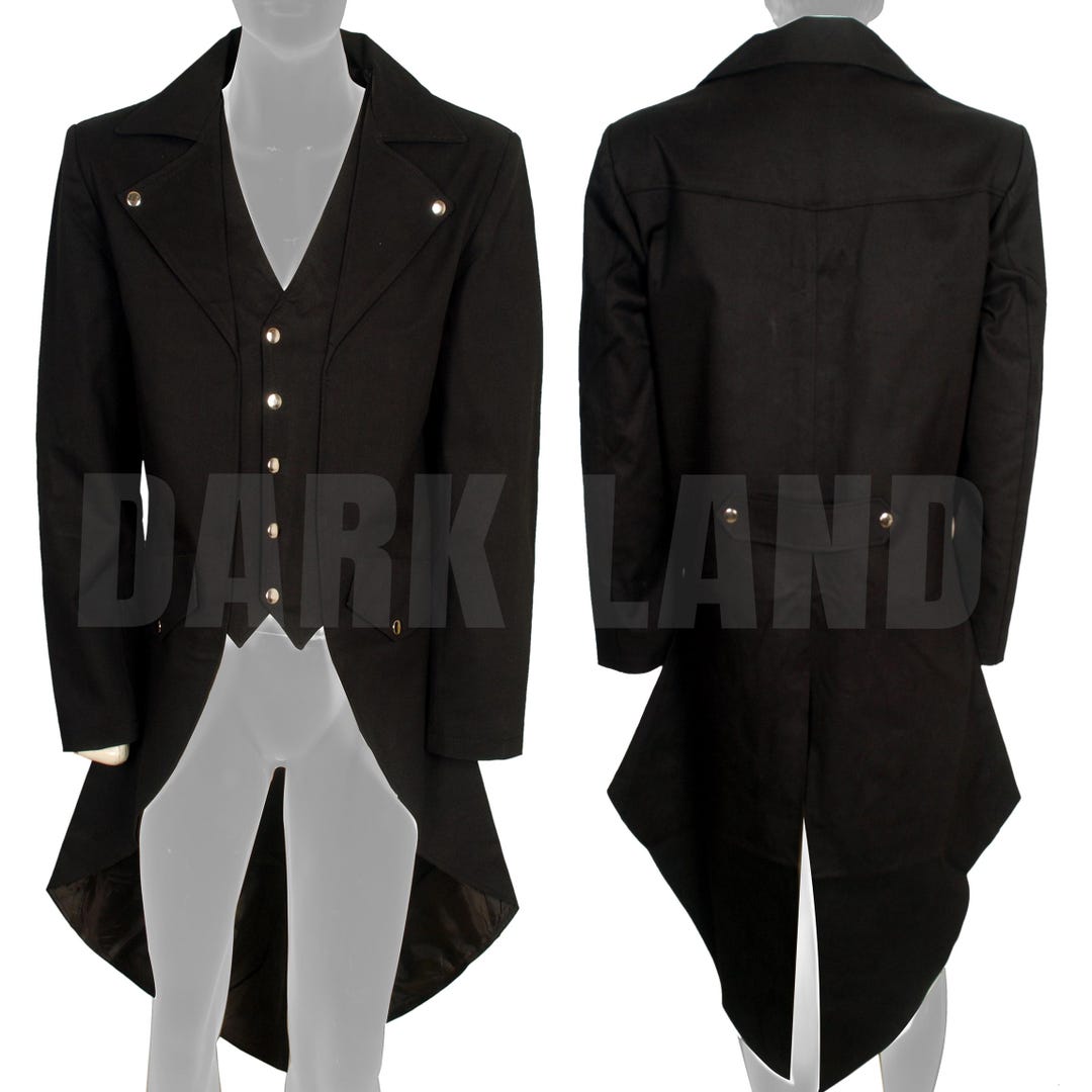 Black Steampunk Tailcoat Men's Victorian Style Coat Trench Gothic ...
