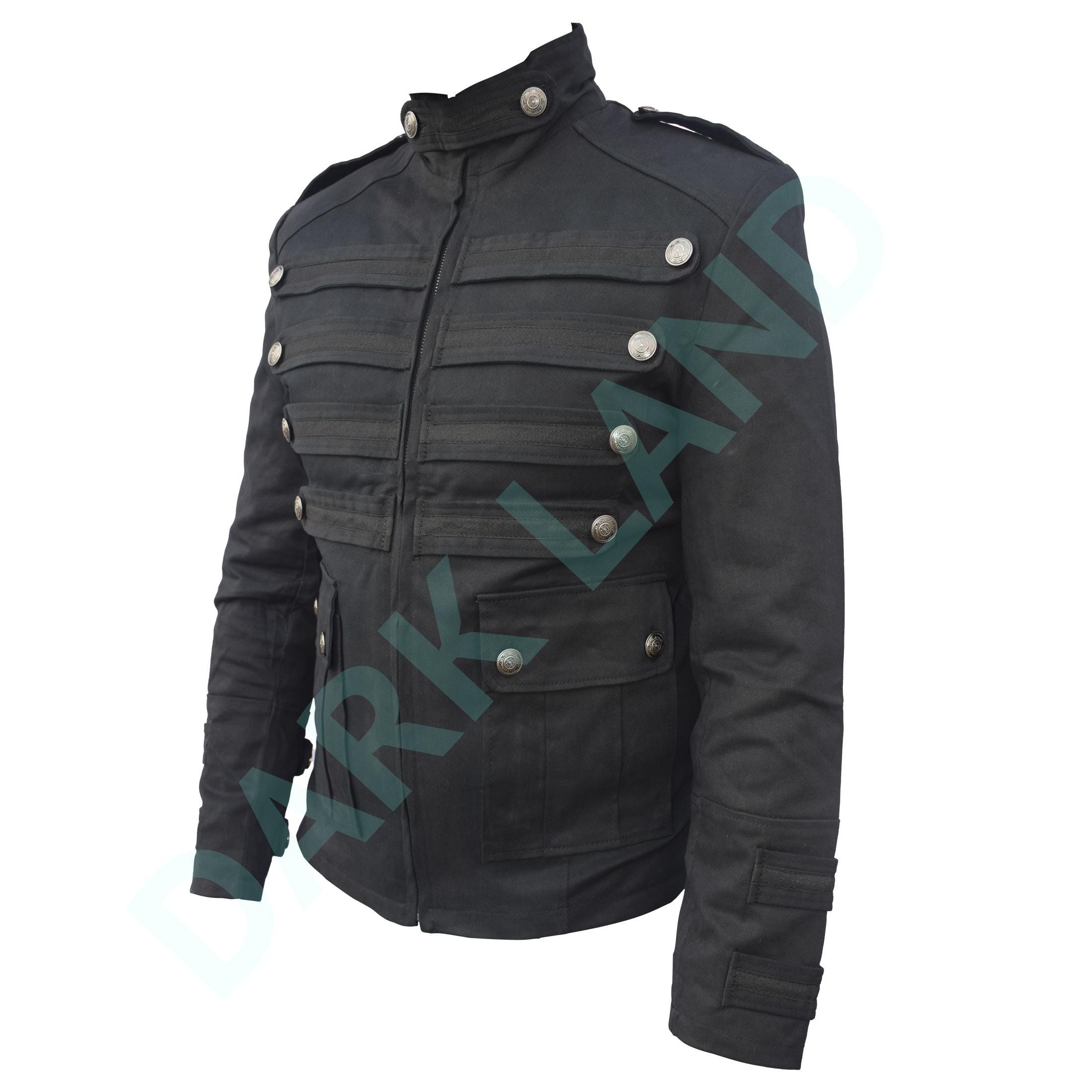 Men Gothic Military Style Jacket - Men's EMO Rockstar Jacket - Black ...