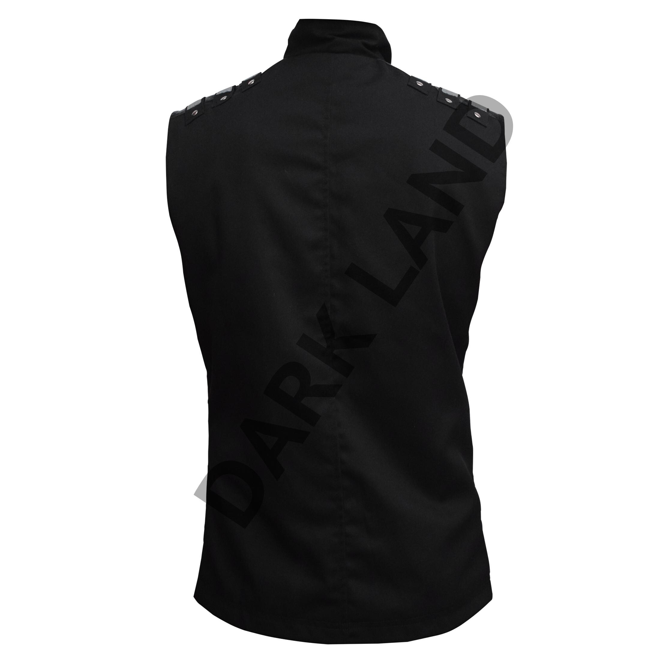 Gothic Buckle Straps Vest - Mens Military Style Black Long Zipper Vest ...