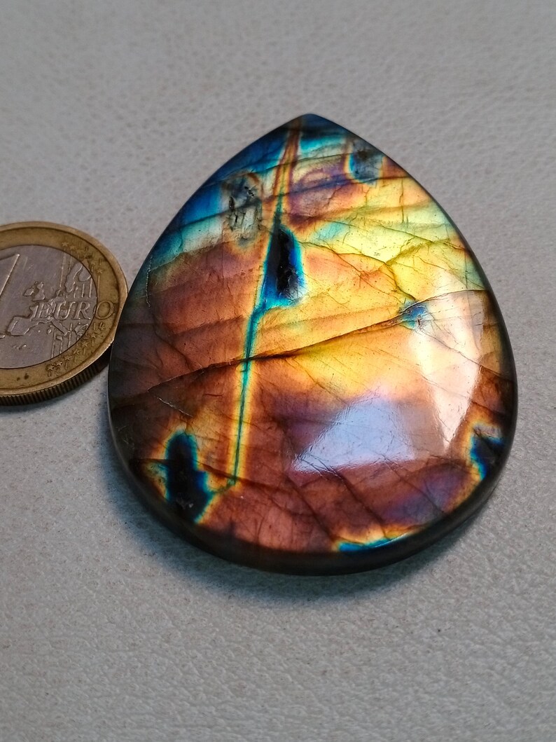 Gorgeous Unique Multi Rare Yellow Flashy Natural Labradorite Cabochon ...