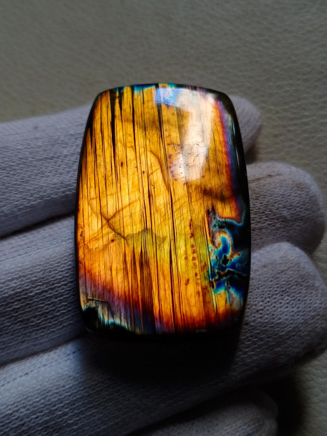Amazing Unique Multi Rare Yellow Flashy Natural Labradorite Cabochon ...