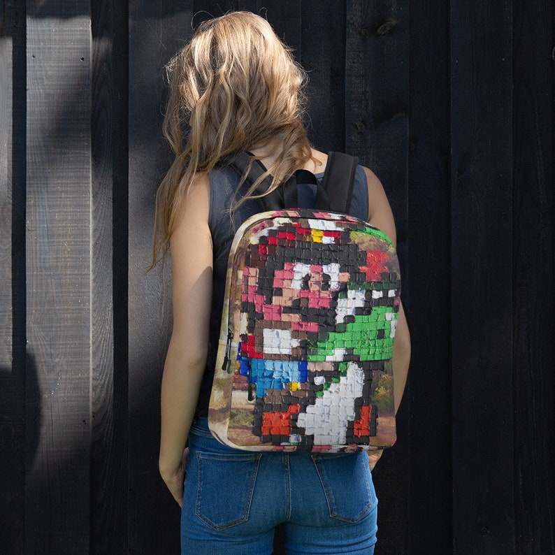 Mario & Yoshi Backpack Pixel Art - Etsy Israel