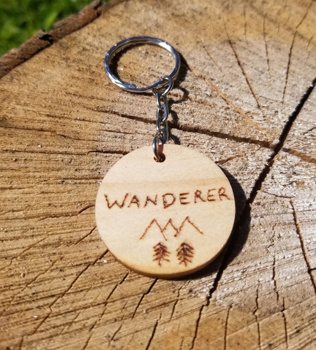 Handmade Wood Burned Wanderer Keychain - Etsy