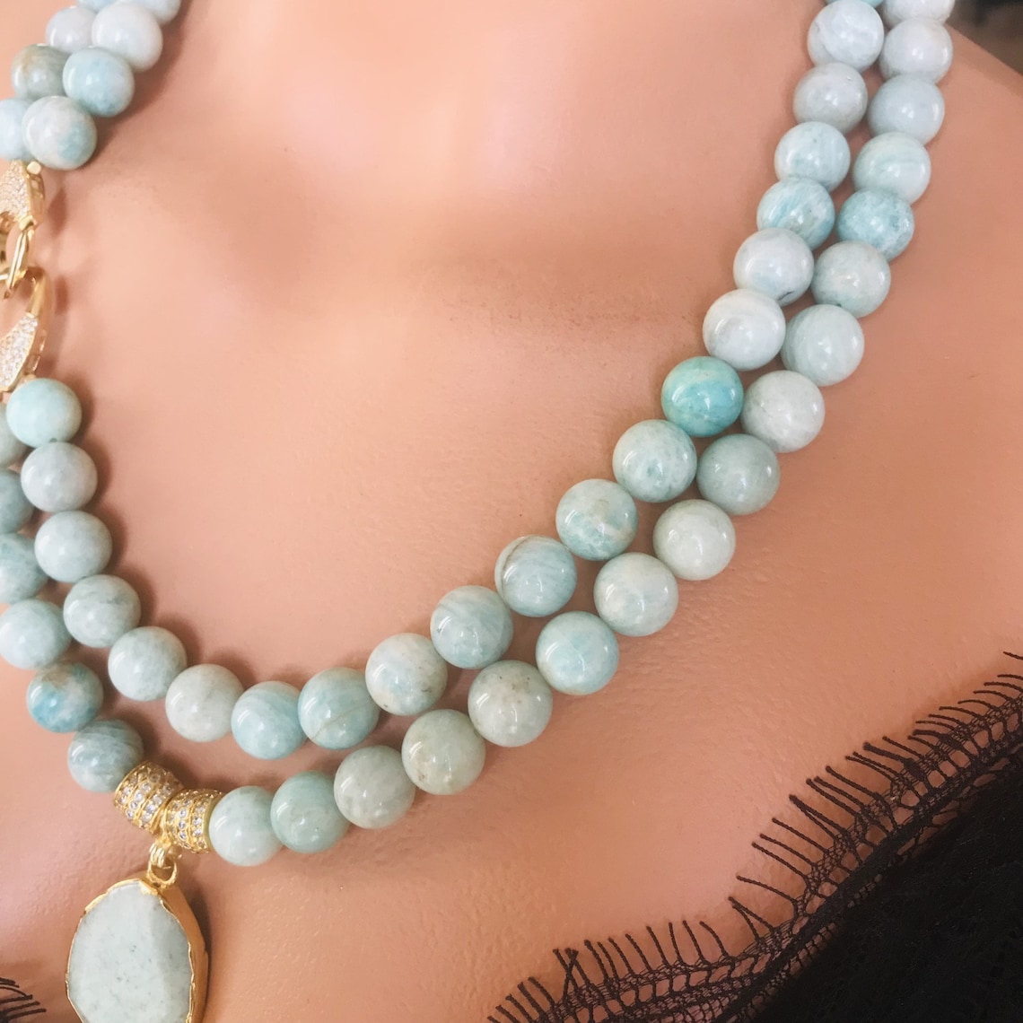 Amazonit Gemstone Necklace for Women. Handmade Natural Amazonit,gift ...
