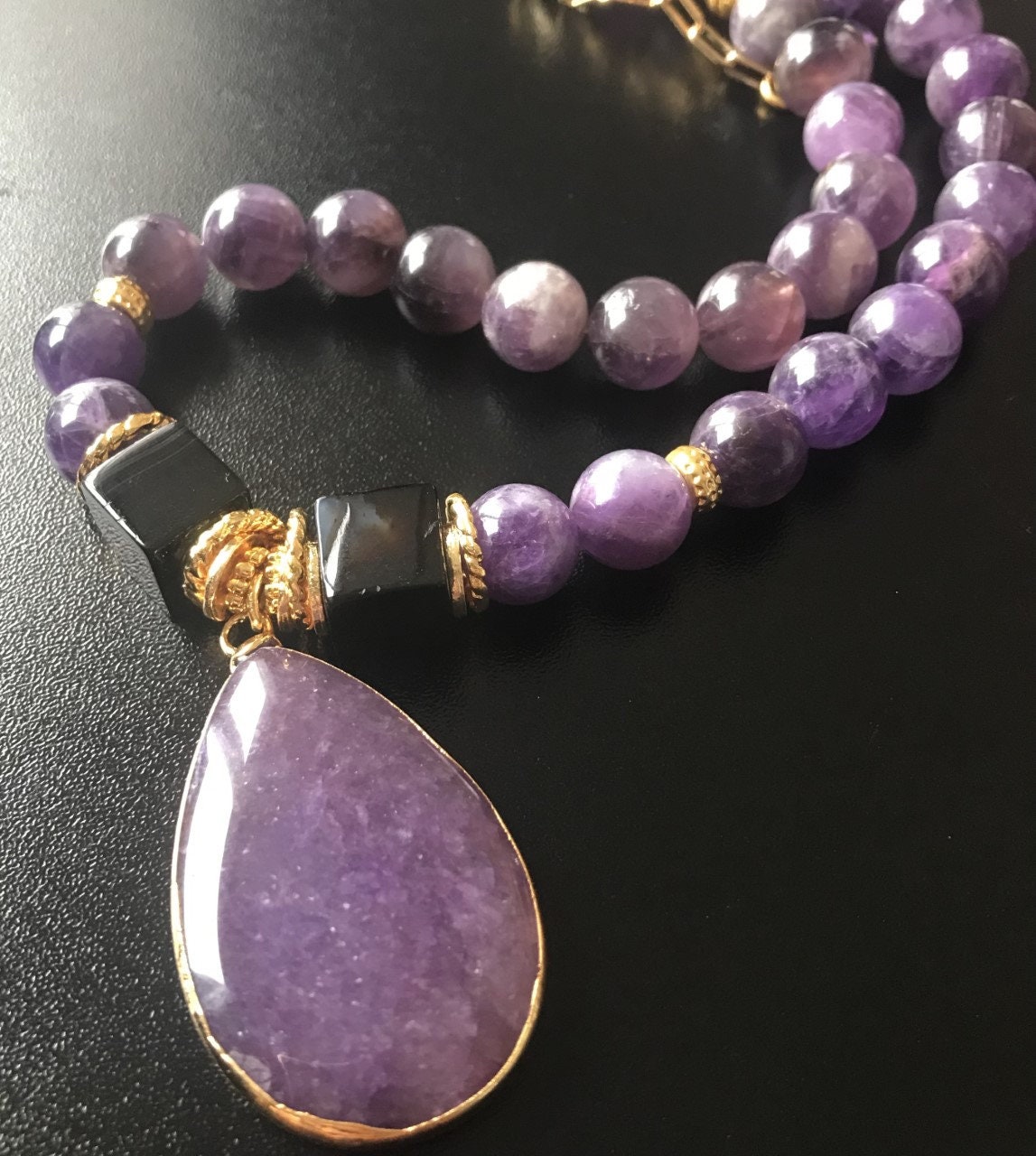 Purple Amethyst Gemstone Luck Necklace, Mother's Day Gift,chunky ...