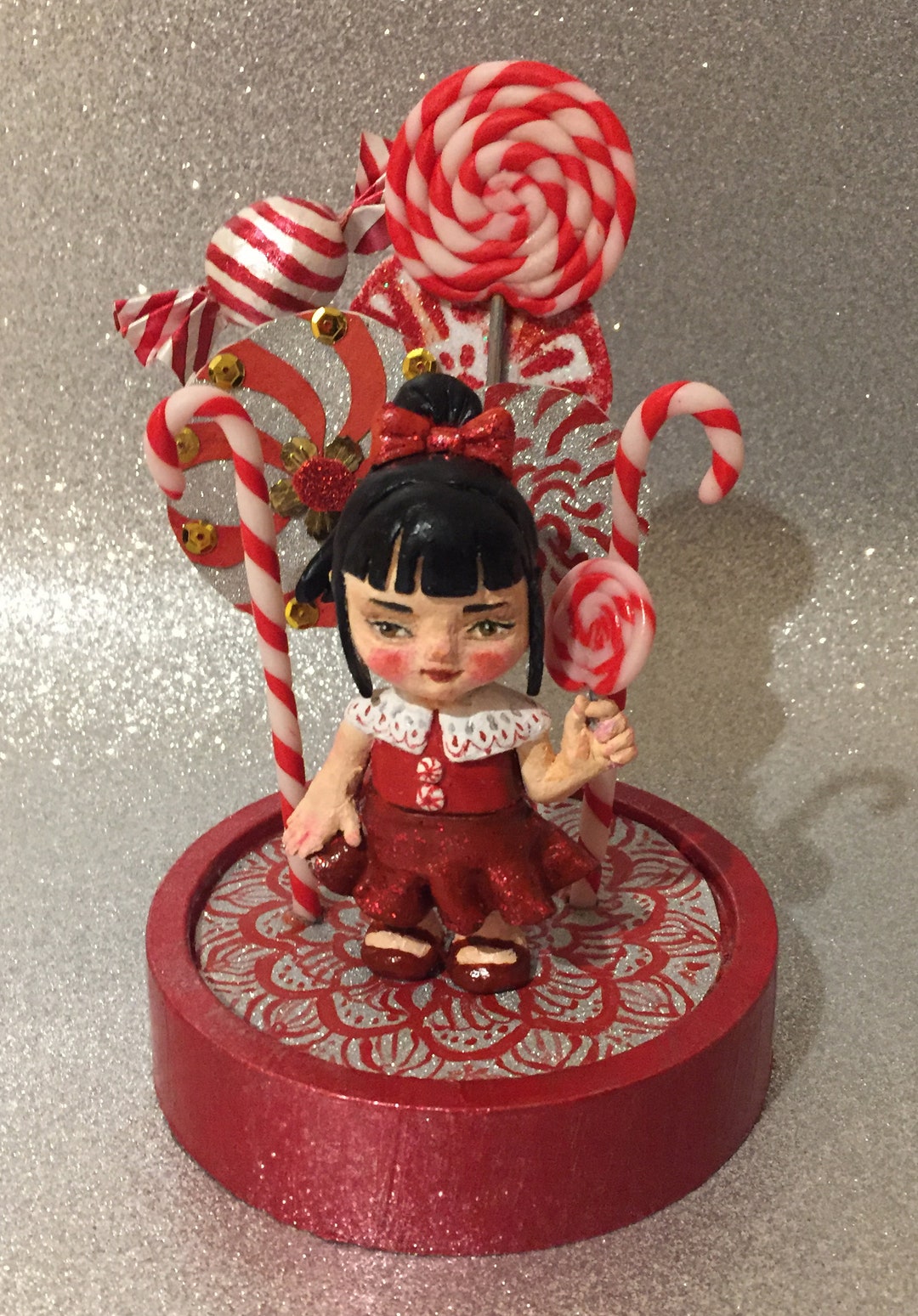 Handmade Art Doll, Bell Jar Miniature, Handmade Candy Themed Doll, Bell ...