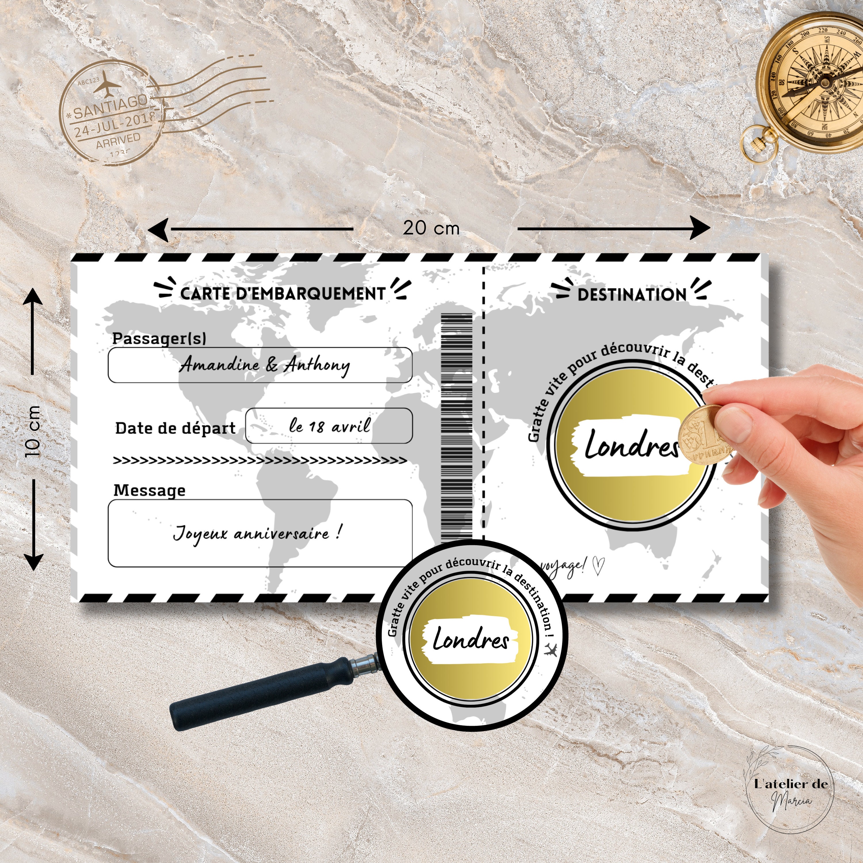 Travel Scratch Card, Surprise, Boarding Ticket, Customizable, Surprise ...