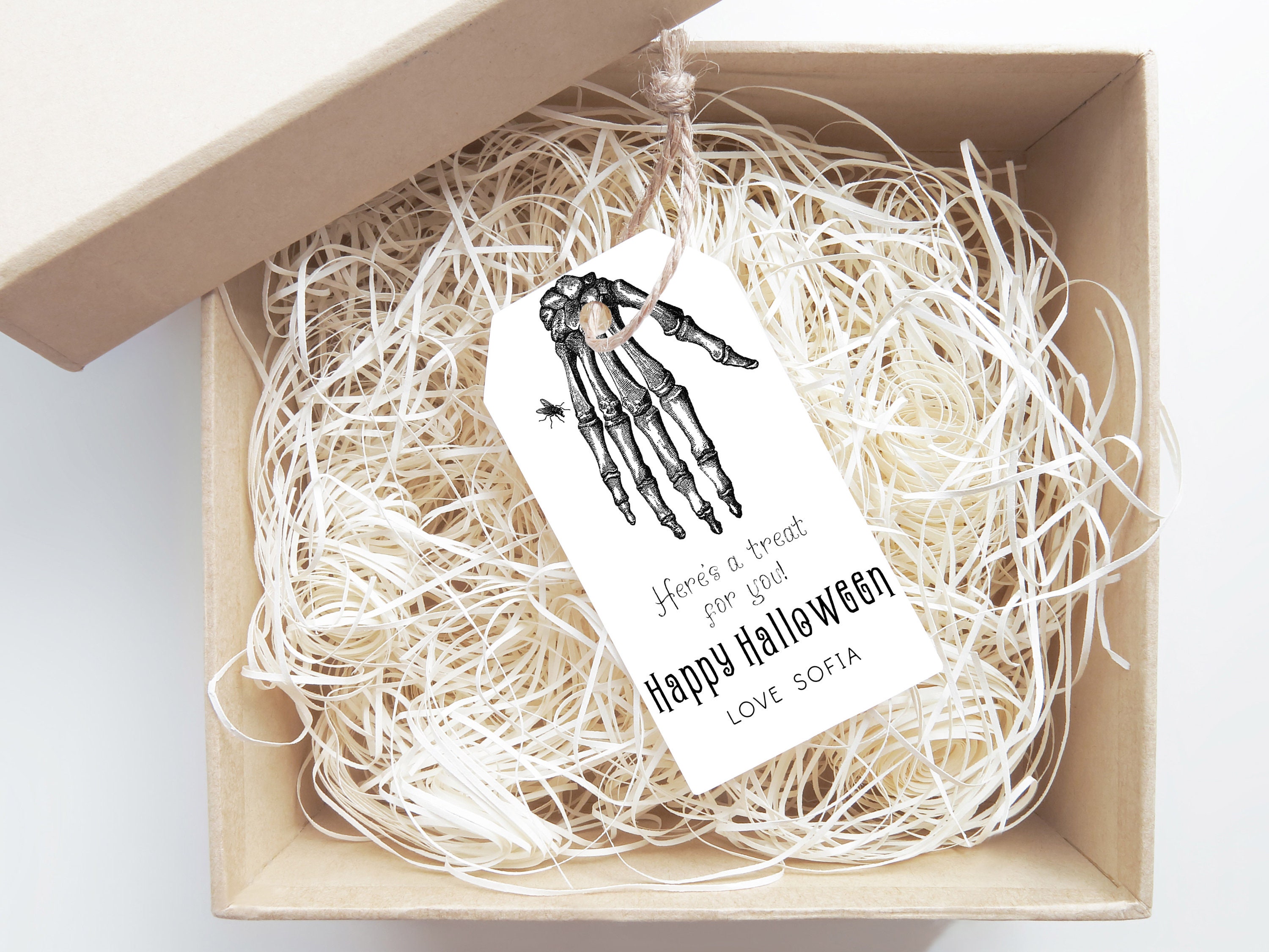 Editable Skeleton Hand Halloween Favor Tags Thank You Trick or Treat ...