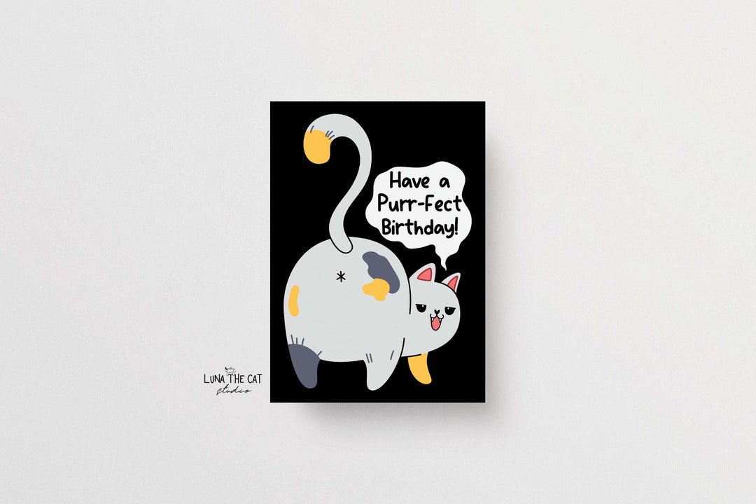 Have a Purr-fect Birthday Card Cat Birthday Card Funny Card for Cat ...