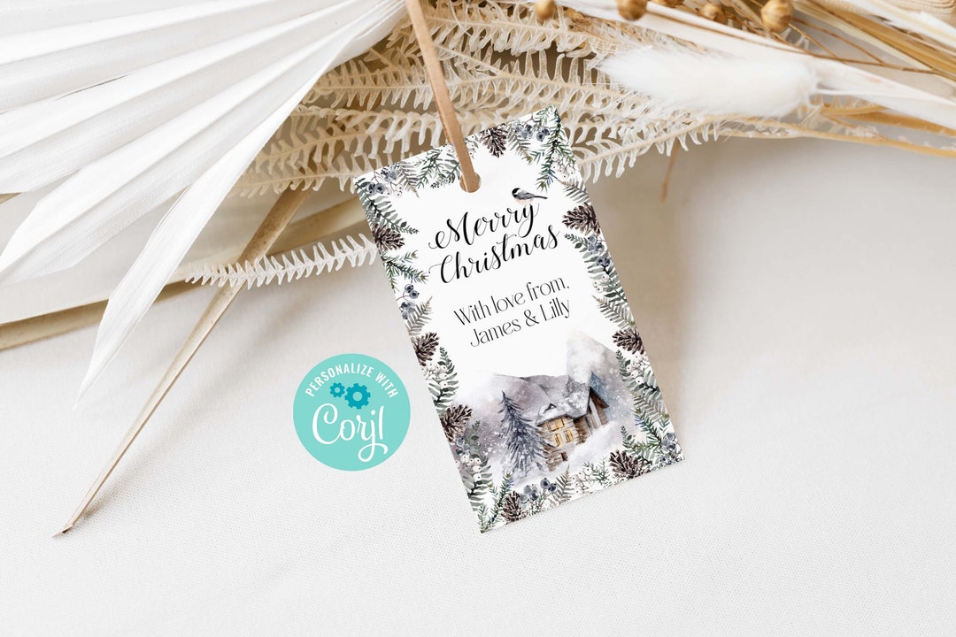 Winter Snow Christmas Gift Tag Template, DIY Printable (digital ...