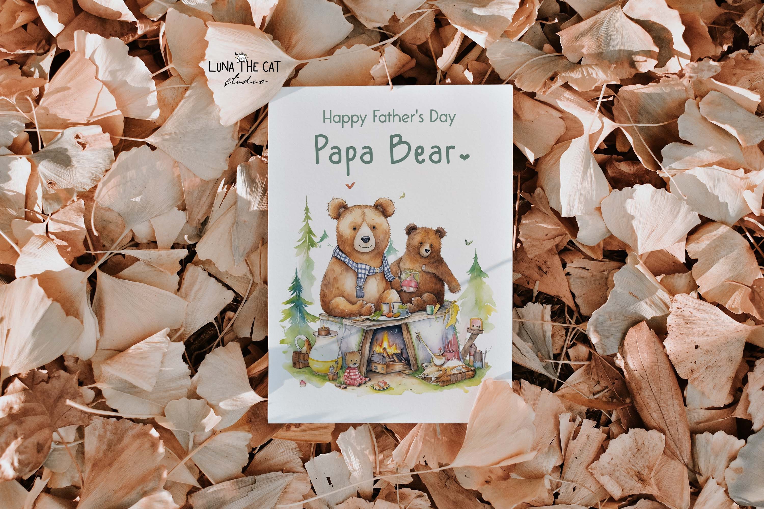Happy Father's Day Papa Bear Printable Card Father's Day Card Greeting ...