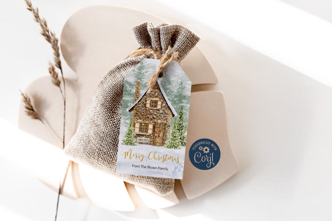 Snow Cottage Christmas Gift Tag Template (digital Download) - Etsy