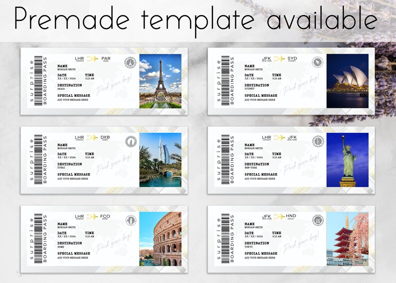 Editable Boarding Pass Printable Template Personalised Boarding Pass ...