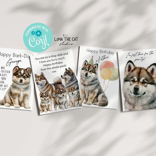 Printable Husky Birthday Card - Etsy