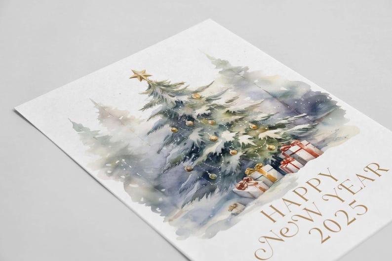 Happy New Year 2025 Card Winter Vibe Card Greeting Card Instant DIGITAL ...