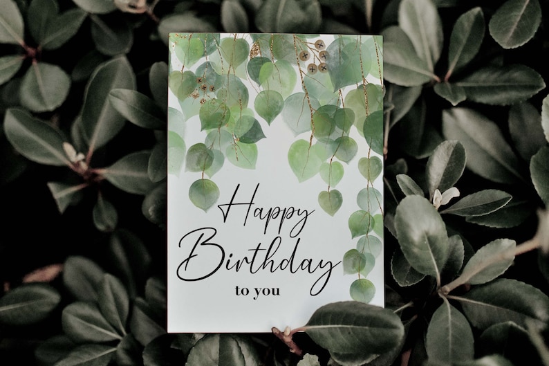 Eucalyptus Birthday Card Happy Birthday Day to Yo Card Elegant Birthday ...
