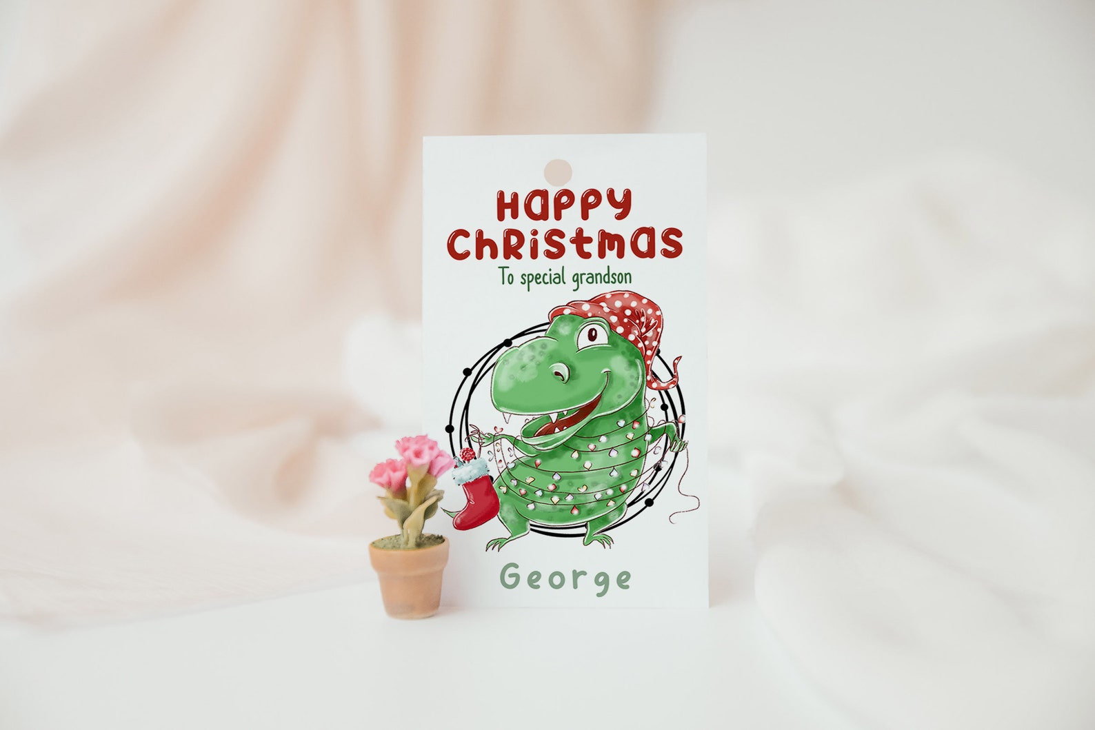 Dinosaur Christmas Gift Tag, Grandson Template (digital Download) - Etsy