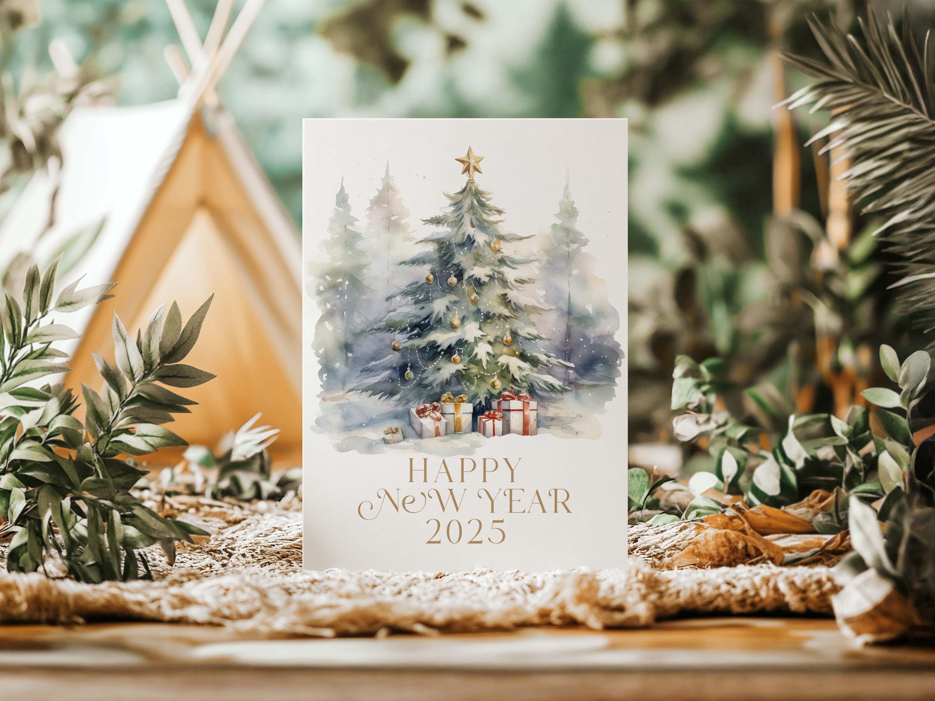 Happy New Year 2025 Card Winter Vibe Card Greeting Card Instant DIGITAL ...