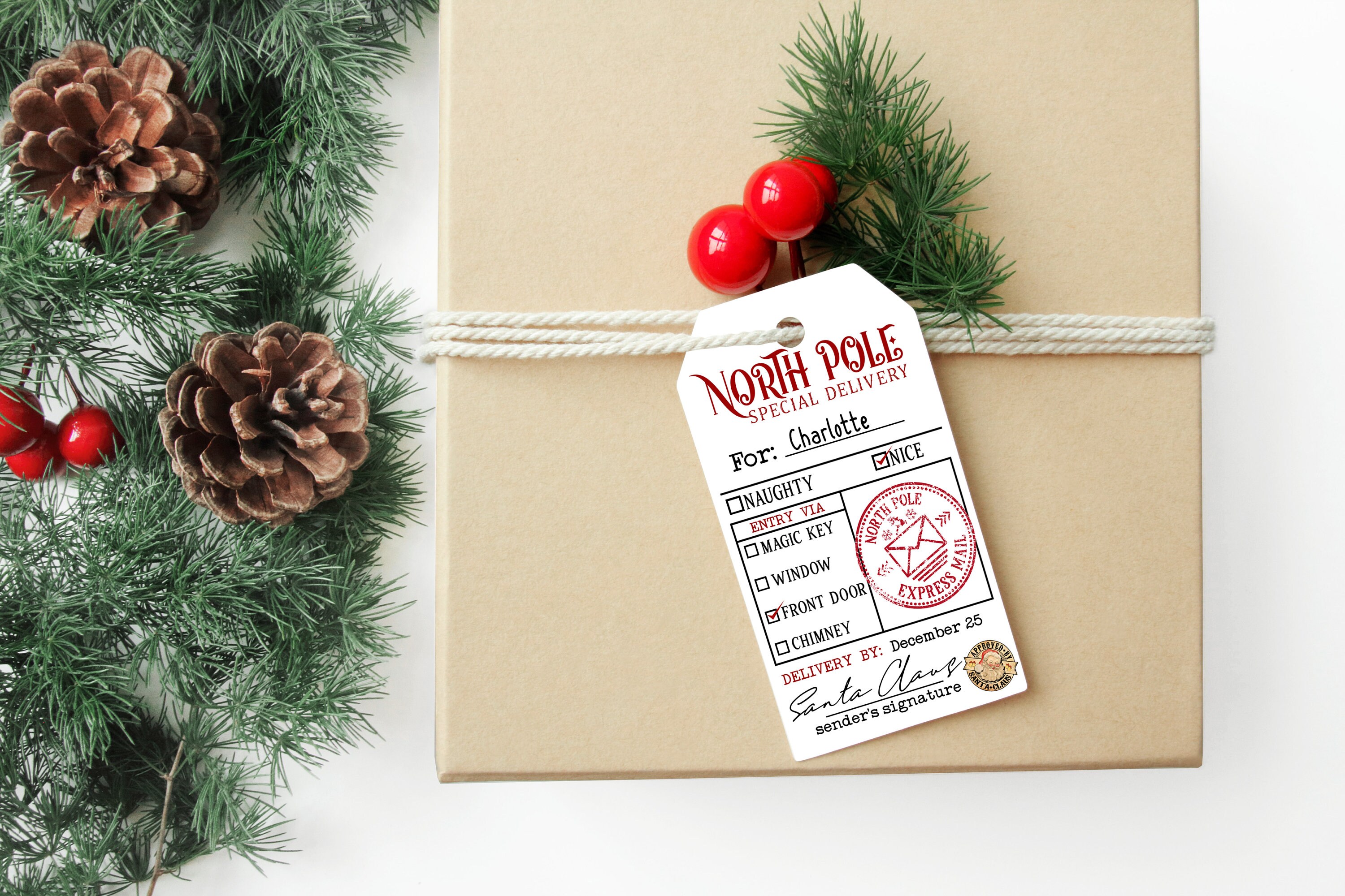 North Pole Delivery Tags Christmas Gift Tag Template Editable - Etsy