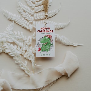 Dinosaur Christmas Gift Tag, Grandson Template (digital Download) - Etsy