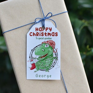 Dinosaur Christmas Gift Tag, Grandson Template (digital Download) - Etsy