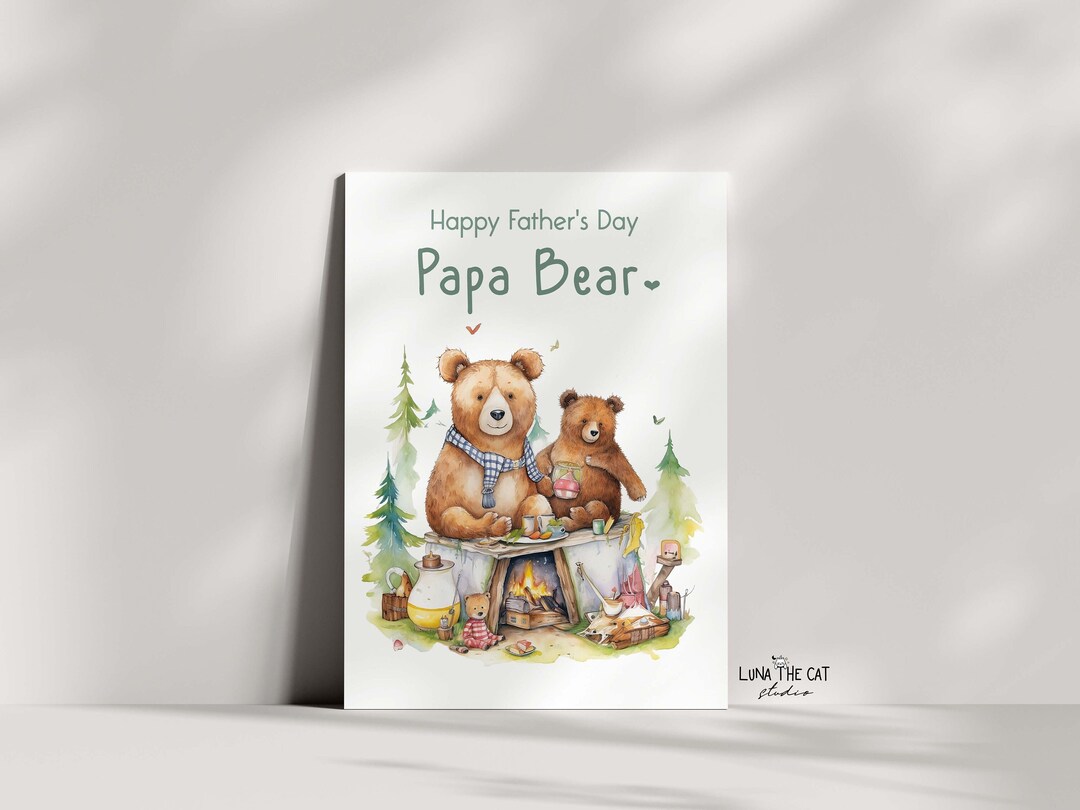 Happy Father's Day Papa Bear Printable Card Father's Day Card Greeting ...