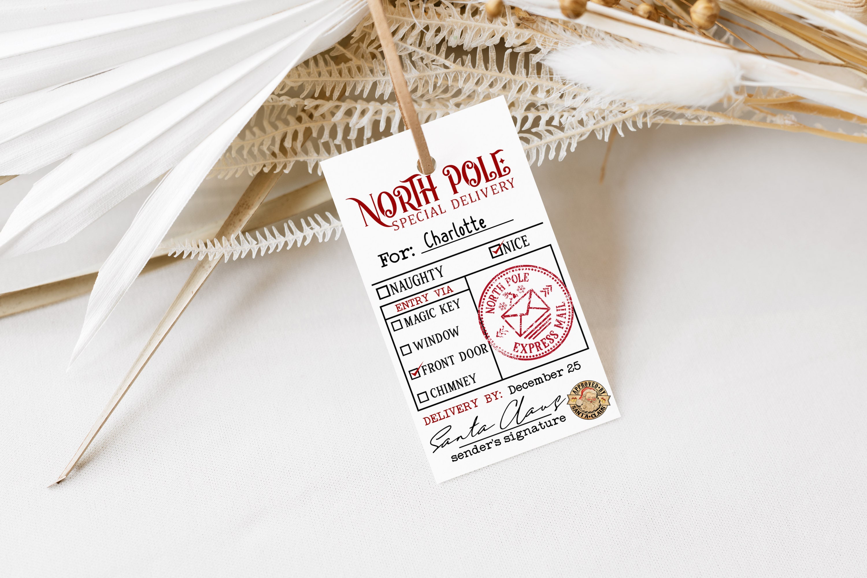 North Pole Delivery Tags Christmas Gift Tag Template Editable - Etsy