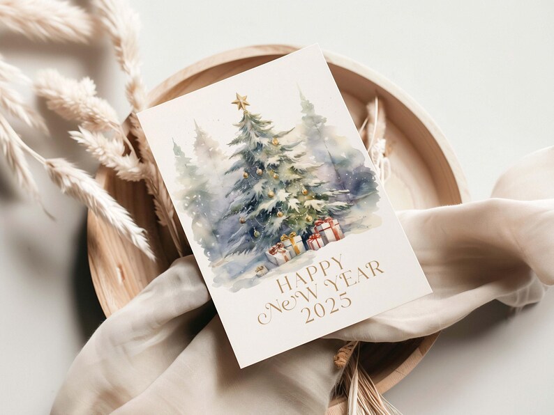 Happy New Year 2025 Card Winter Vibe Card Greeting Card Instant DIGITAL ...