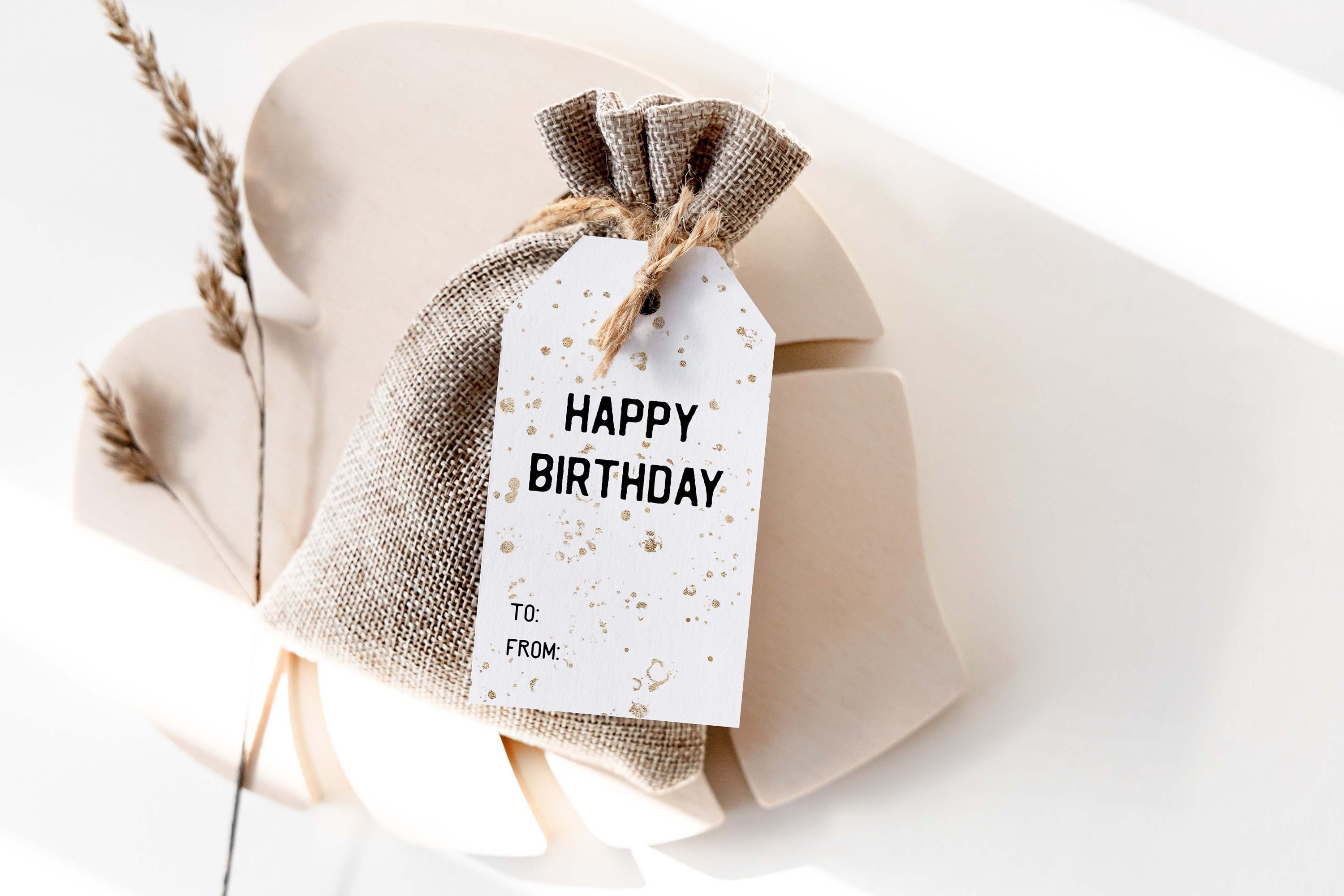 Happy Birthday Gift Tags Template DIY Gift Hang White Gold Gift Tag ...
