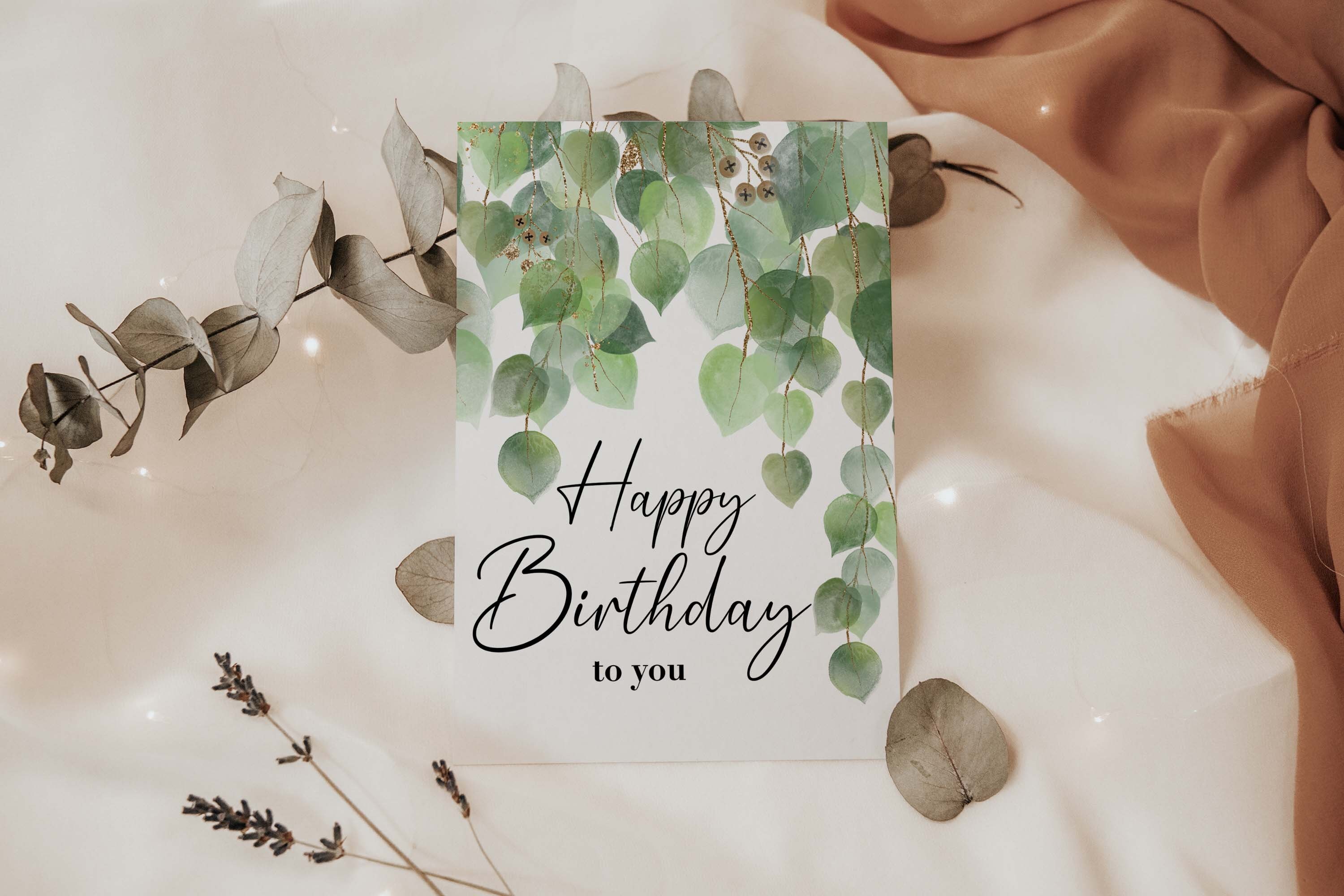Eucalyptus Birthday Card Happy Birthday Day to Yo Card Elegant Birthday ...