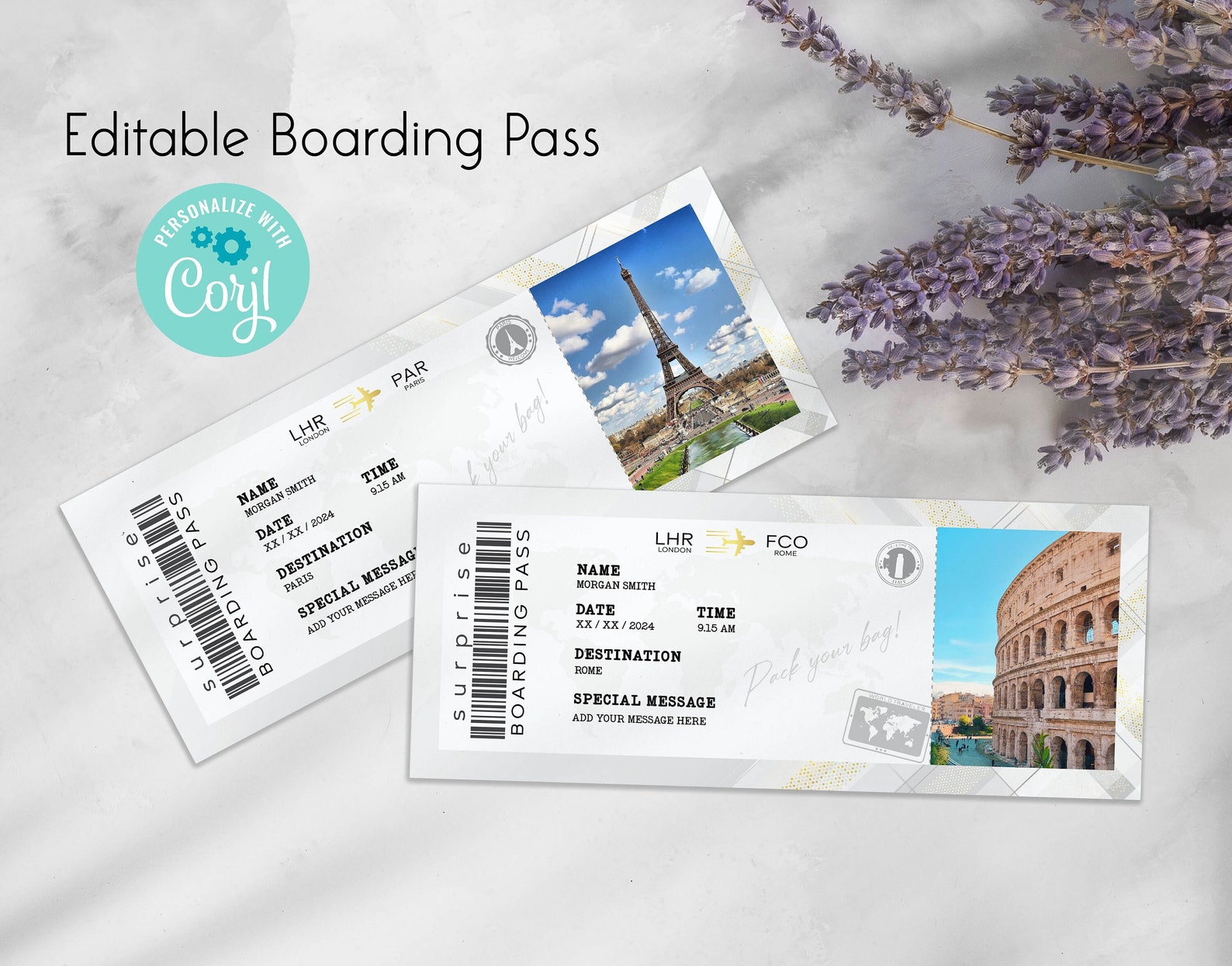 Editable Boarding Pass Printable Template Personalised Boarding Pass ...