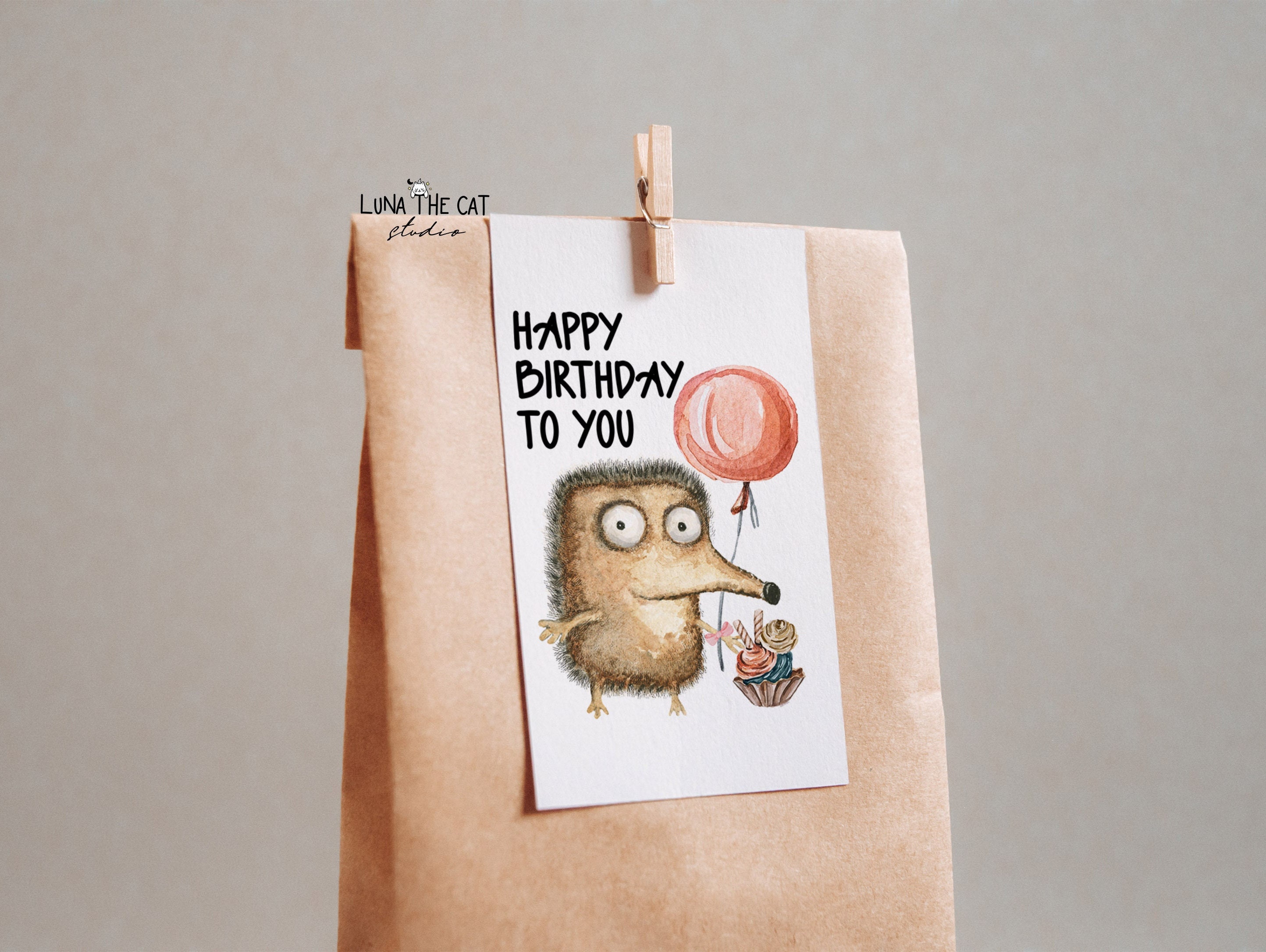 Hedgehog Birthday Card Printable Card Happy Birthday to You Funny ...